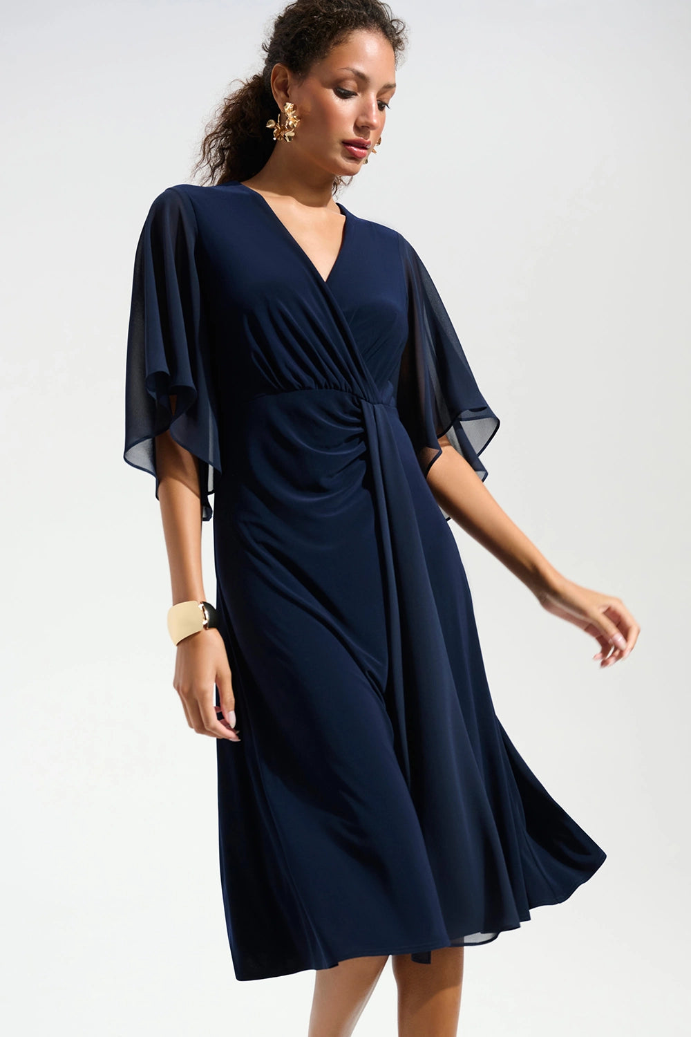 Joseph Ribkoff | Signature | Silky Knit Fit and Flare Dress With Chiff ...