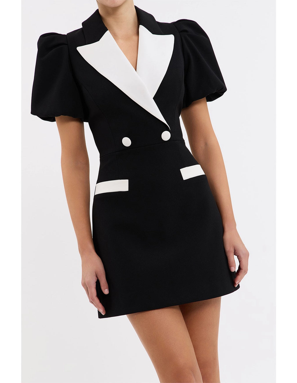 Rebecca Vallance | Emma Mini Dress - Puff Sleeve Crepe – Hollie Rose