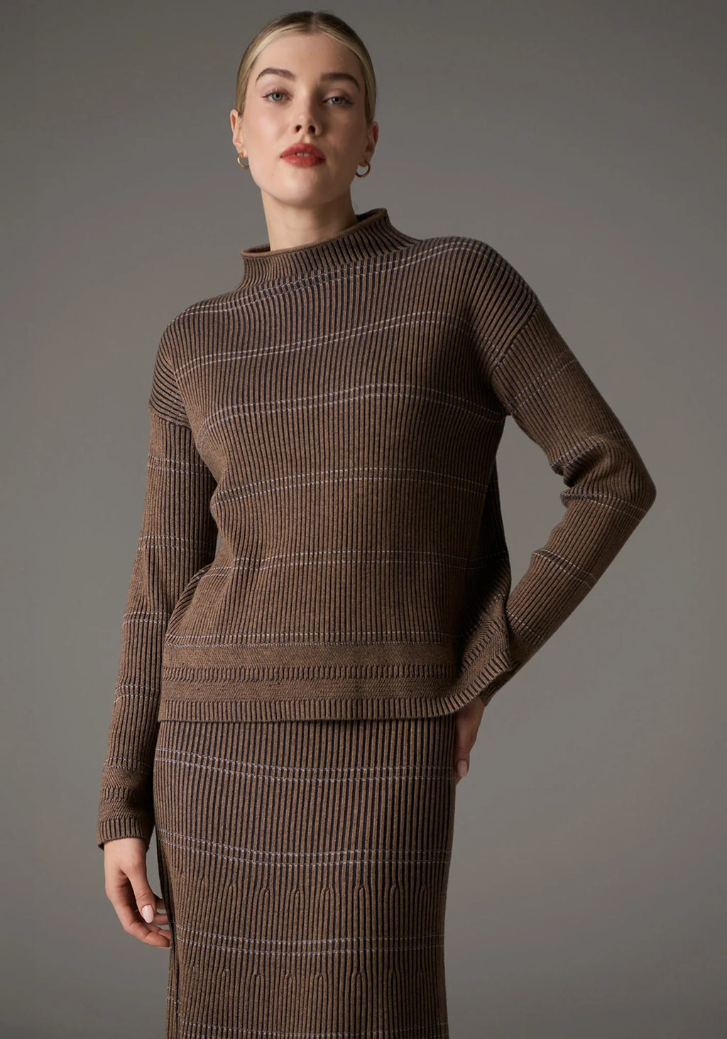 POL | LARA STRIPE KNIT - TOFFEE/INK – Hollie Rose