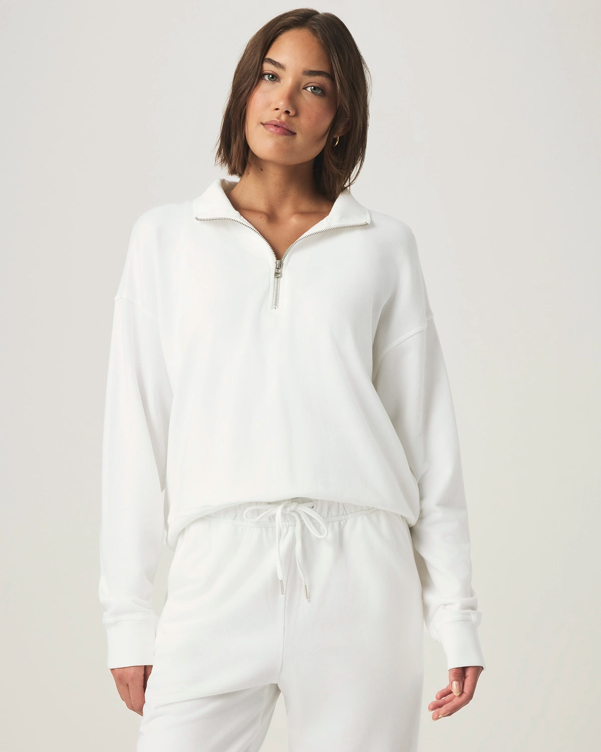 Splendid Terry Quarter Zip White | Hollie Rose – Hollie Rose